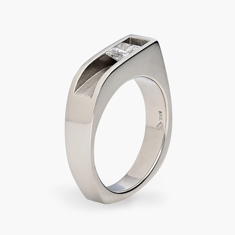 Men's Offset Princess Cut Ring - Teneff Jewelry