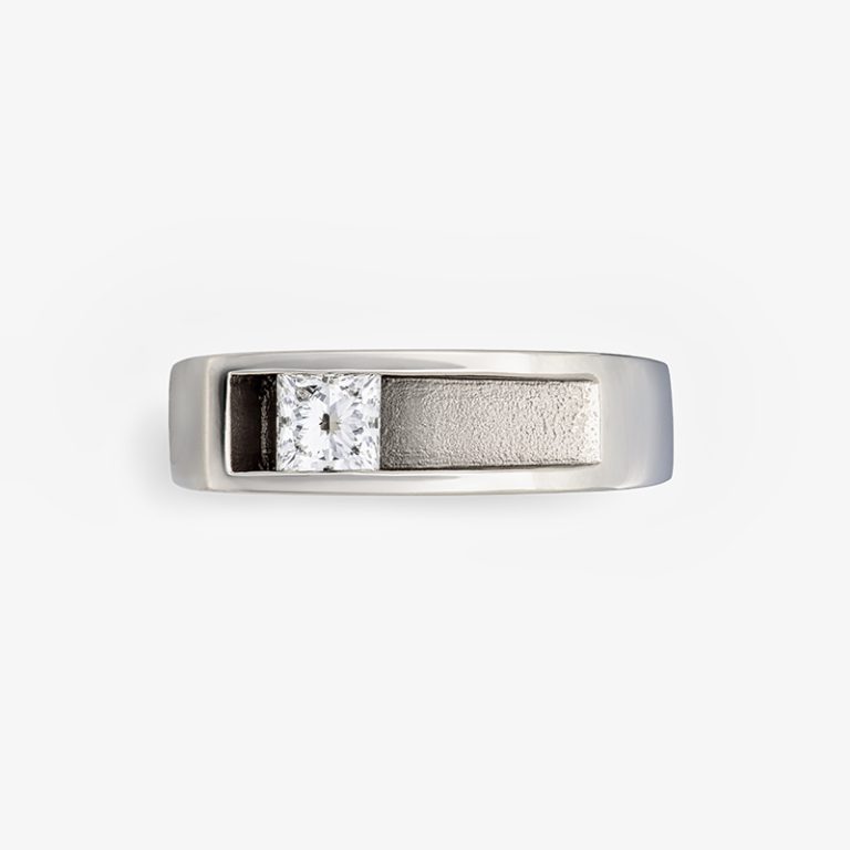 Men's Offset Princess Cut Ring - Teneff Jewelry