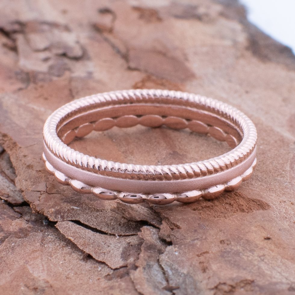 Stackable Ring Tri-Design - Teneff Jewelry