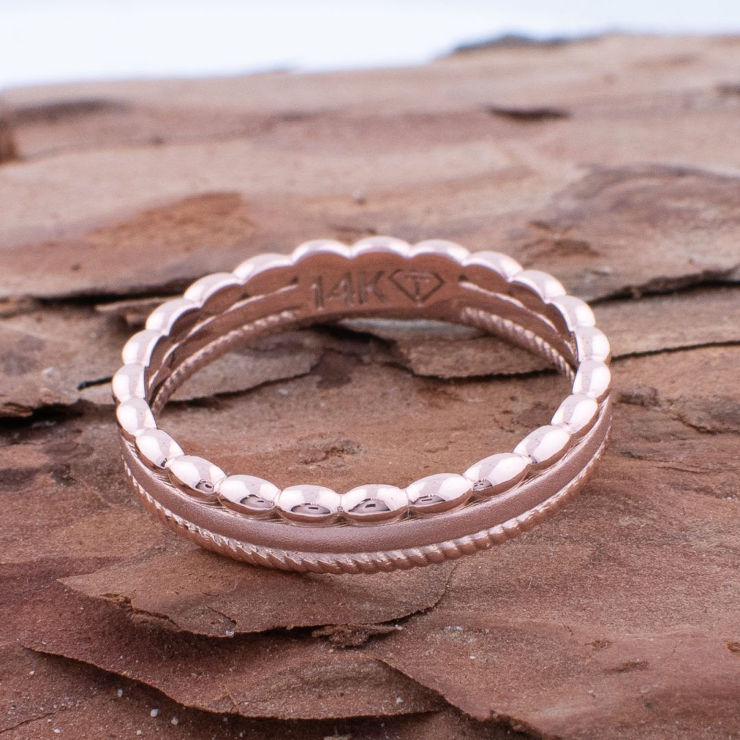 Stackable Ring Tri-Design - Teneff Jewelry