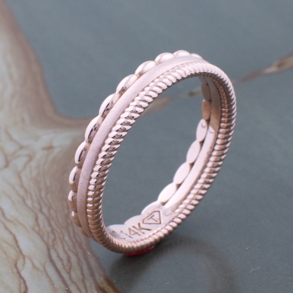 Stackable Ring Tri-Design - Teneff Jewelry
