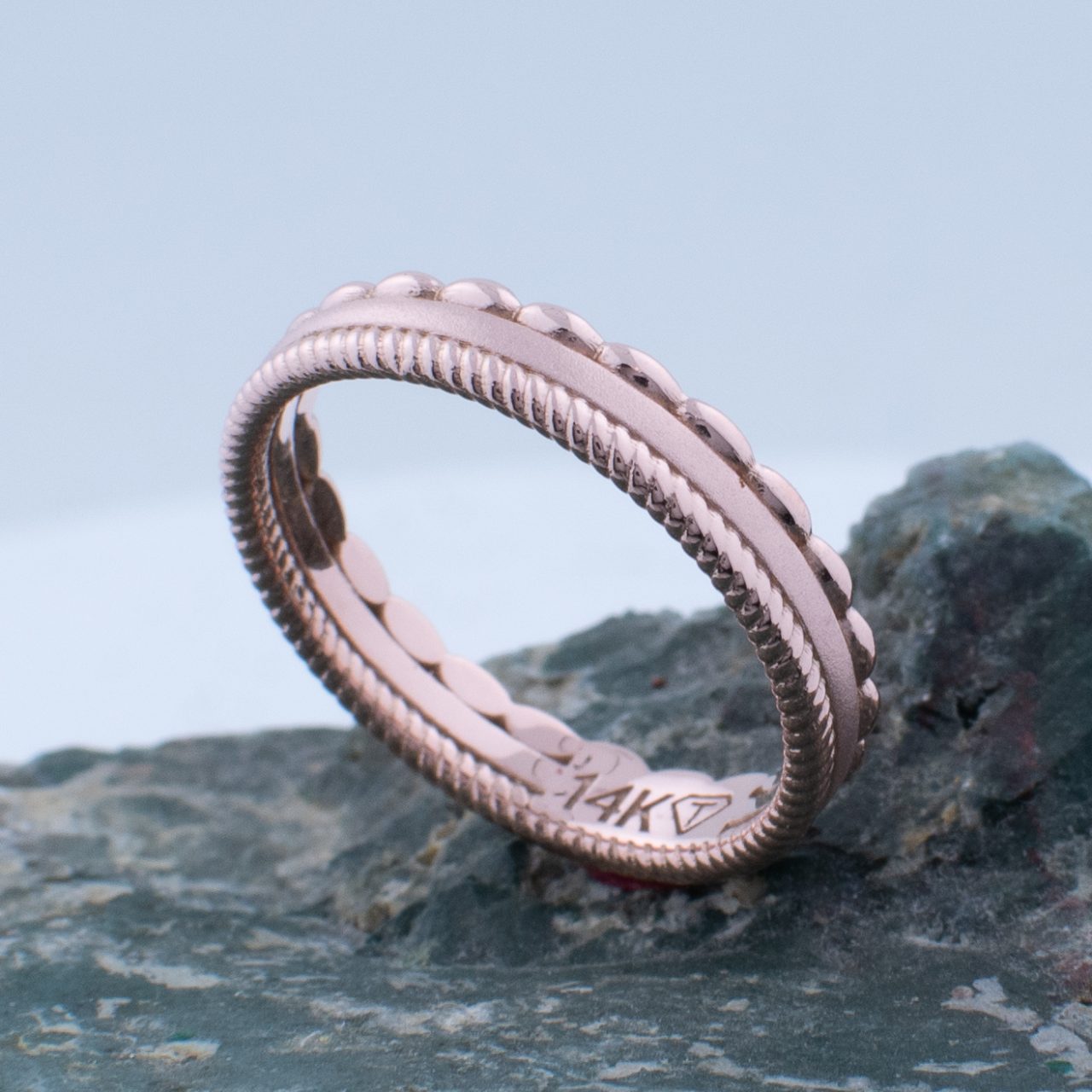 Stackable Ring Tri-Design - Teneff Jewelry