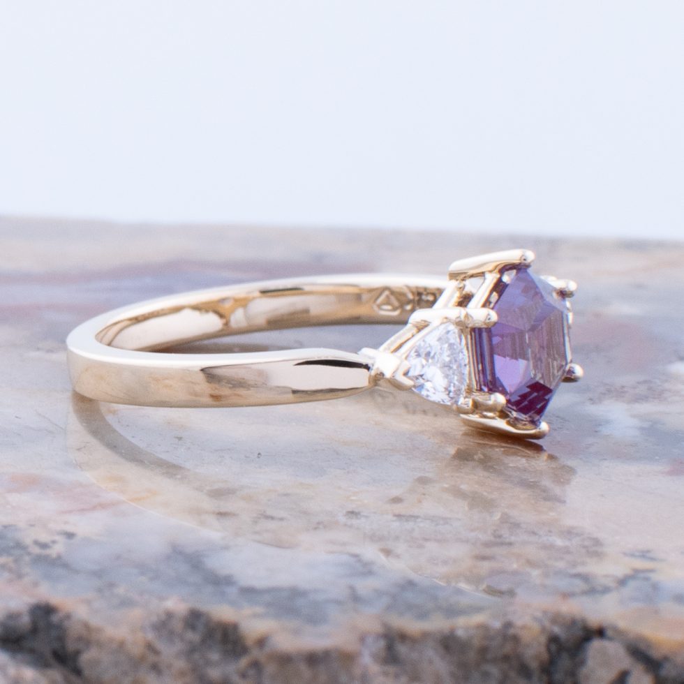 Hexagon Lab-Created Alexandrite Ring - Teneff Jewelry