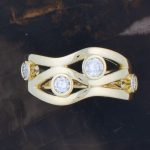 18K Wave Ring with Four Lab-Grown Diamonds - Teneff Jewelry