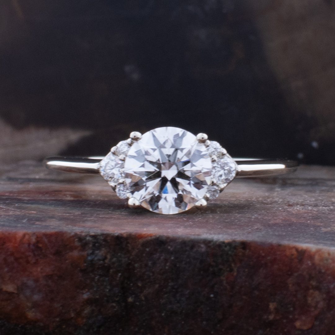 Dainty Arc-Framed Ring with 1 Carat Lab-Grown Diamond Center - Teneff ...