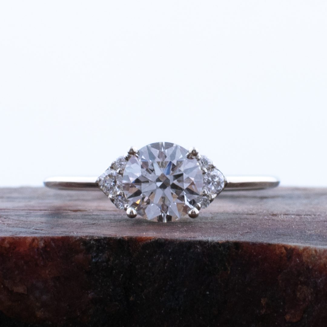 Dainty Arc-Framed Ring with 1 Carat Lab-Grown Diamond Center - Teneff ...