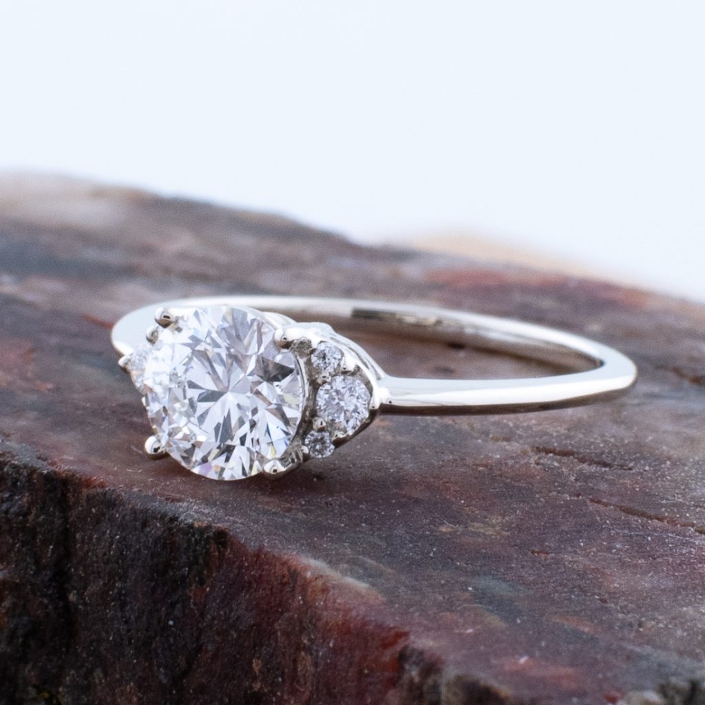 Dainty Arc-Framed Ring with 1 Carat Lab-Grown Diamond Center - Teneff ...