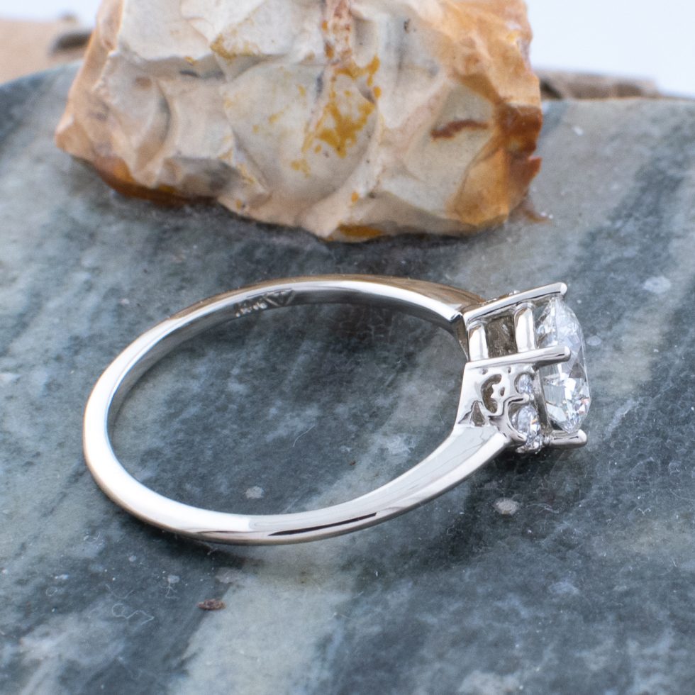 Dainty Arc-Framed Ring with 1 Carat Lab-Grown Diamond Center - Teneff ...