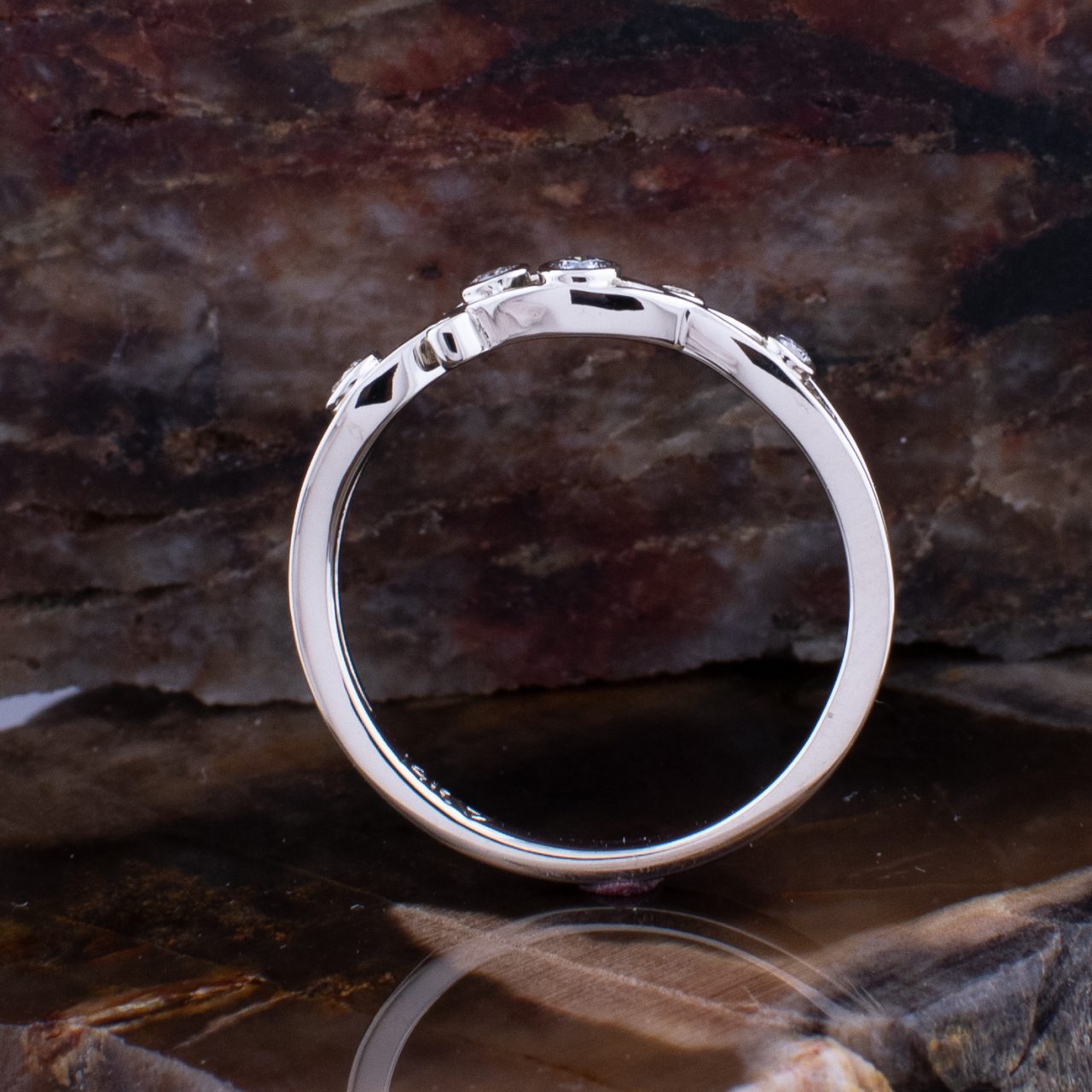 Open Weave and Scrolls Ring with Lab-Grown Diamonds - Teneff Jewelry