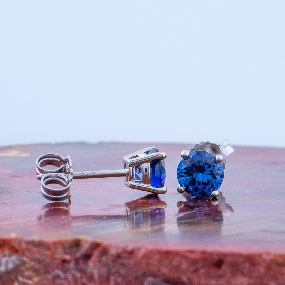 Lab-Grown Sapphire Stud Earrings - Teneff Jewelry
