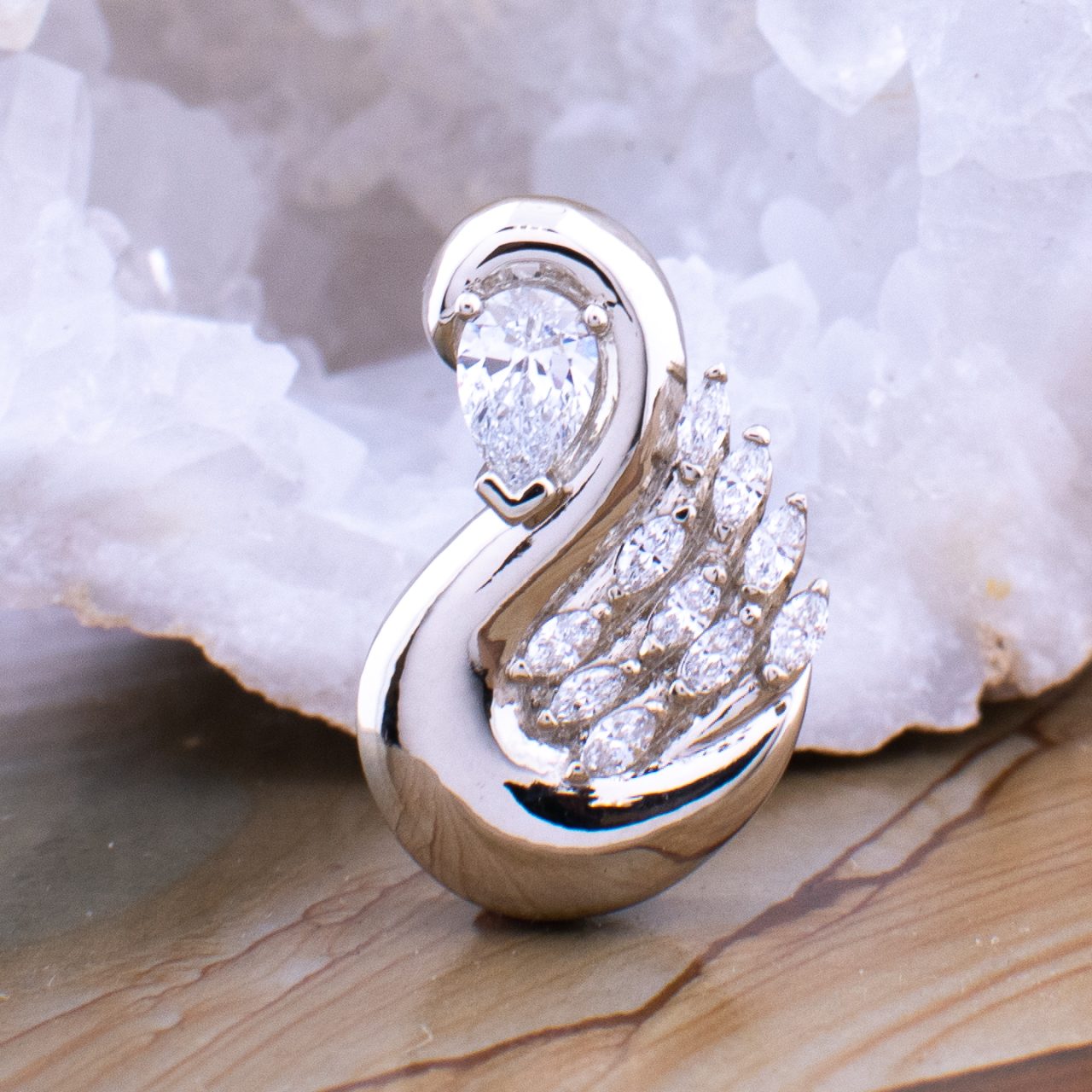 Lab-Grown Diamond Swan Pendant - Teneff Jewelry