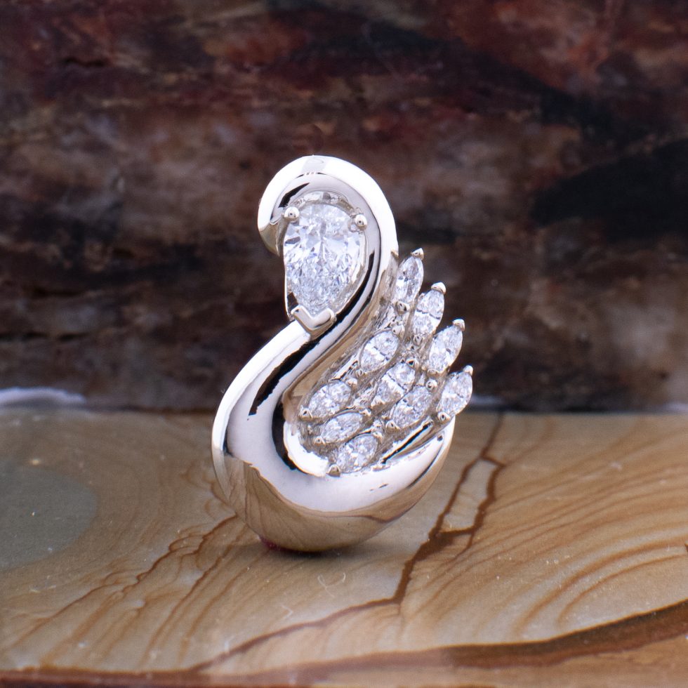 Lab-Grown Diamond Swan Pendant - Teneff Jewelry