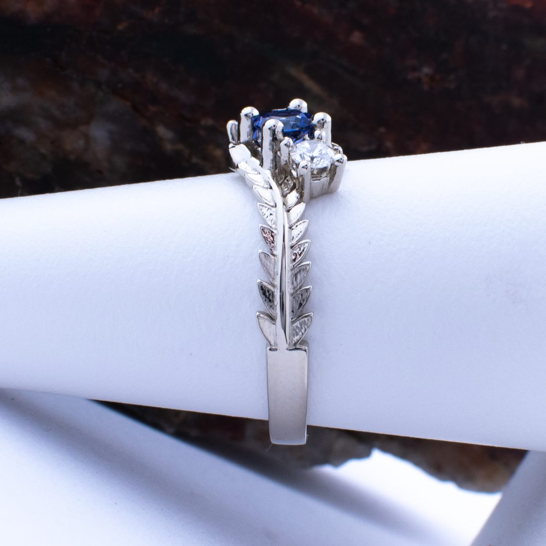 Fern Leaf Lab-Grown Sapphire Ring - Teneff Jewelry