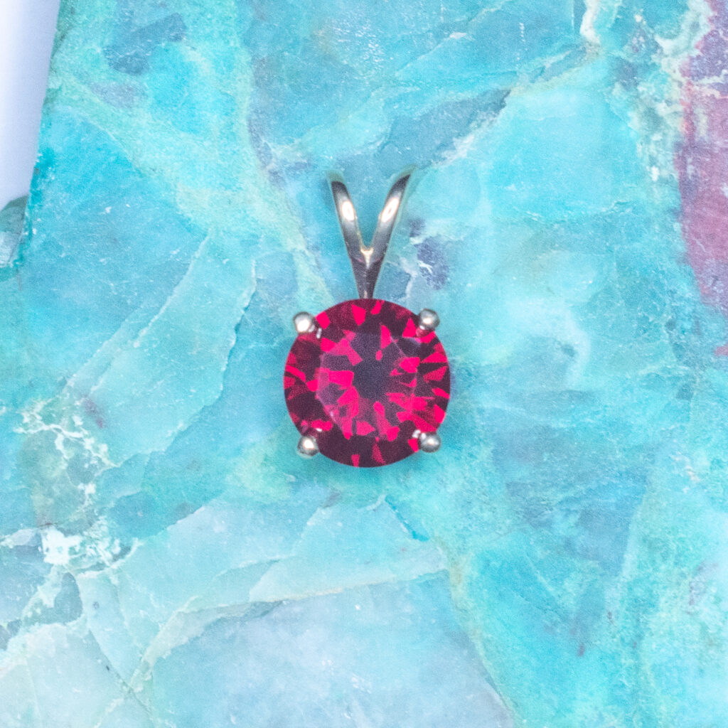 6.5mm Lab Ruby Pendant - Teneff Jewelry